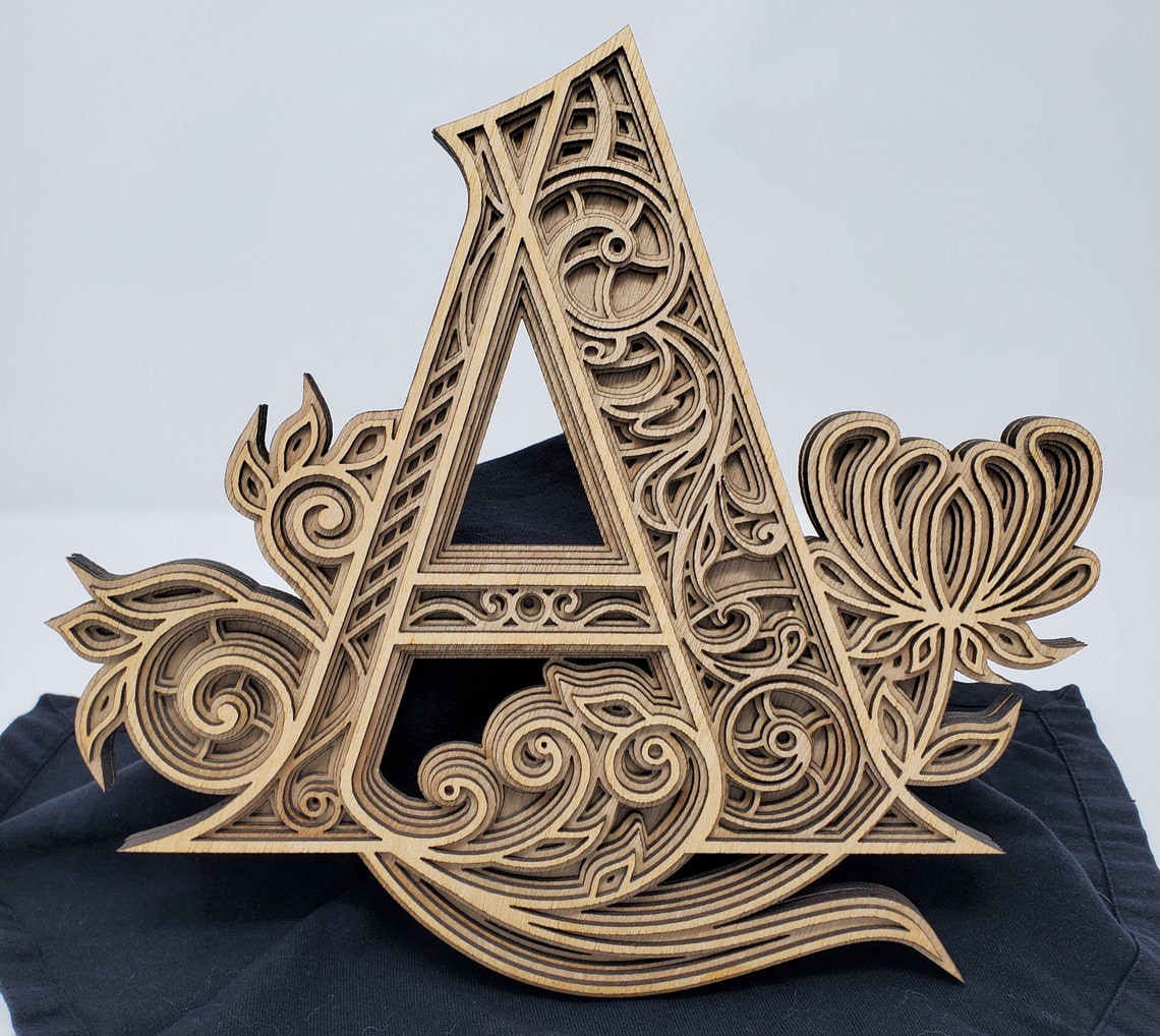Letter A Wood Multi-layered Monogram 3D Layered Art - Etsy