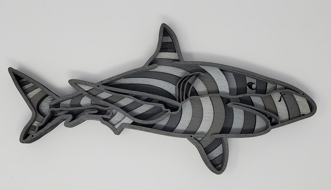 Shark - Wood Multi-layered Design, 3D Layered Art, Wall and Home Decor ...