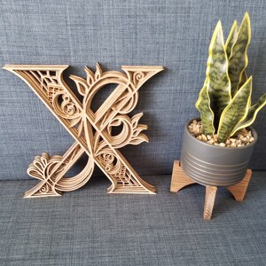 Letter X - Wood Multi-layered Monogram, 3D Layered Art Letters, Wall ...