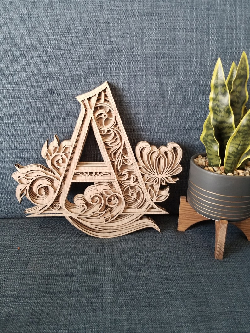 Letter A Wood Multi-layered Monogram 3D Layered Art | Etsy