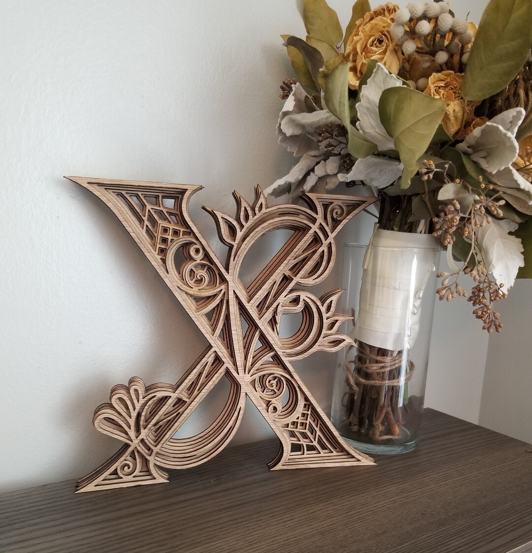 Letter X - Wood Multi-layered Monogram, 3D Layered Art Letters, Wall ...