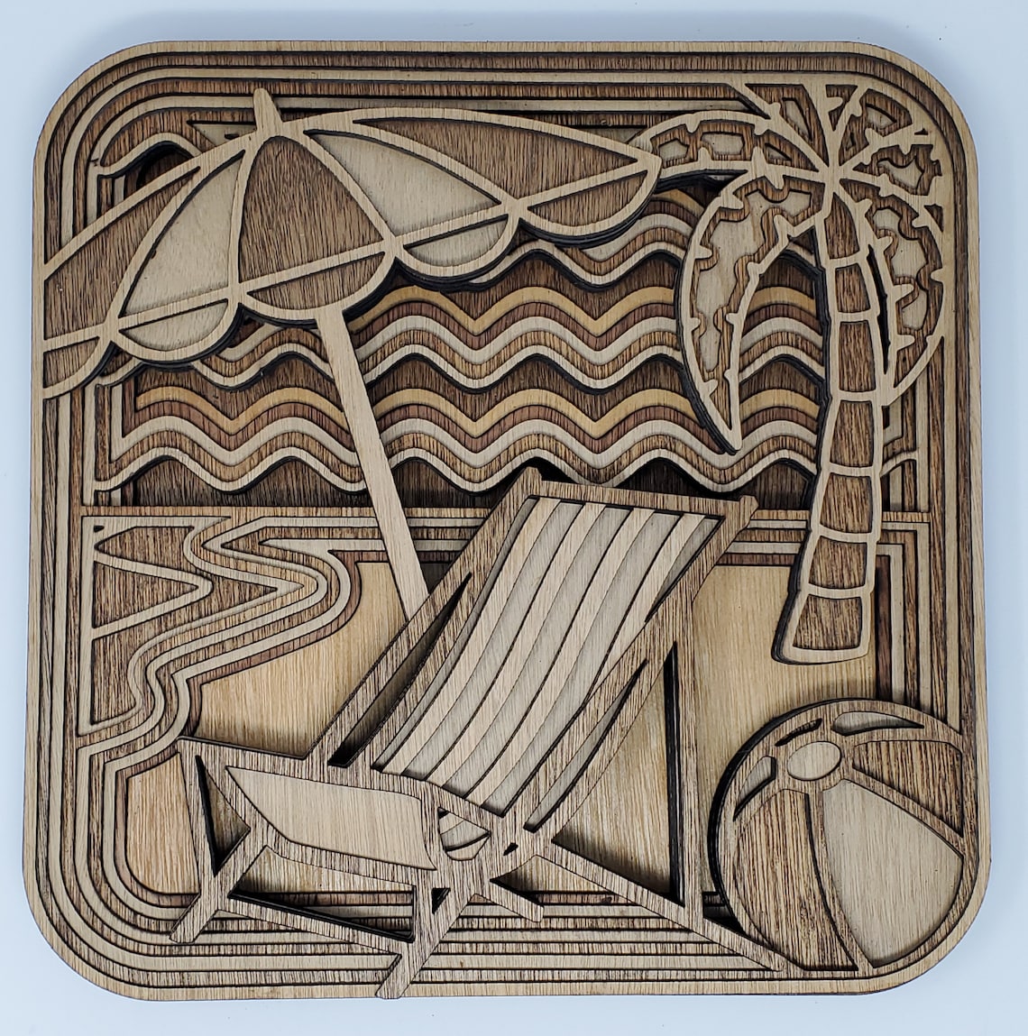 Beach Scene Wood Multi-layered Design 3D Layered Art Wall - Etsy