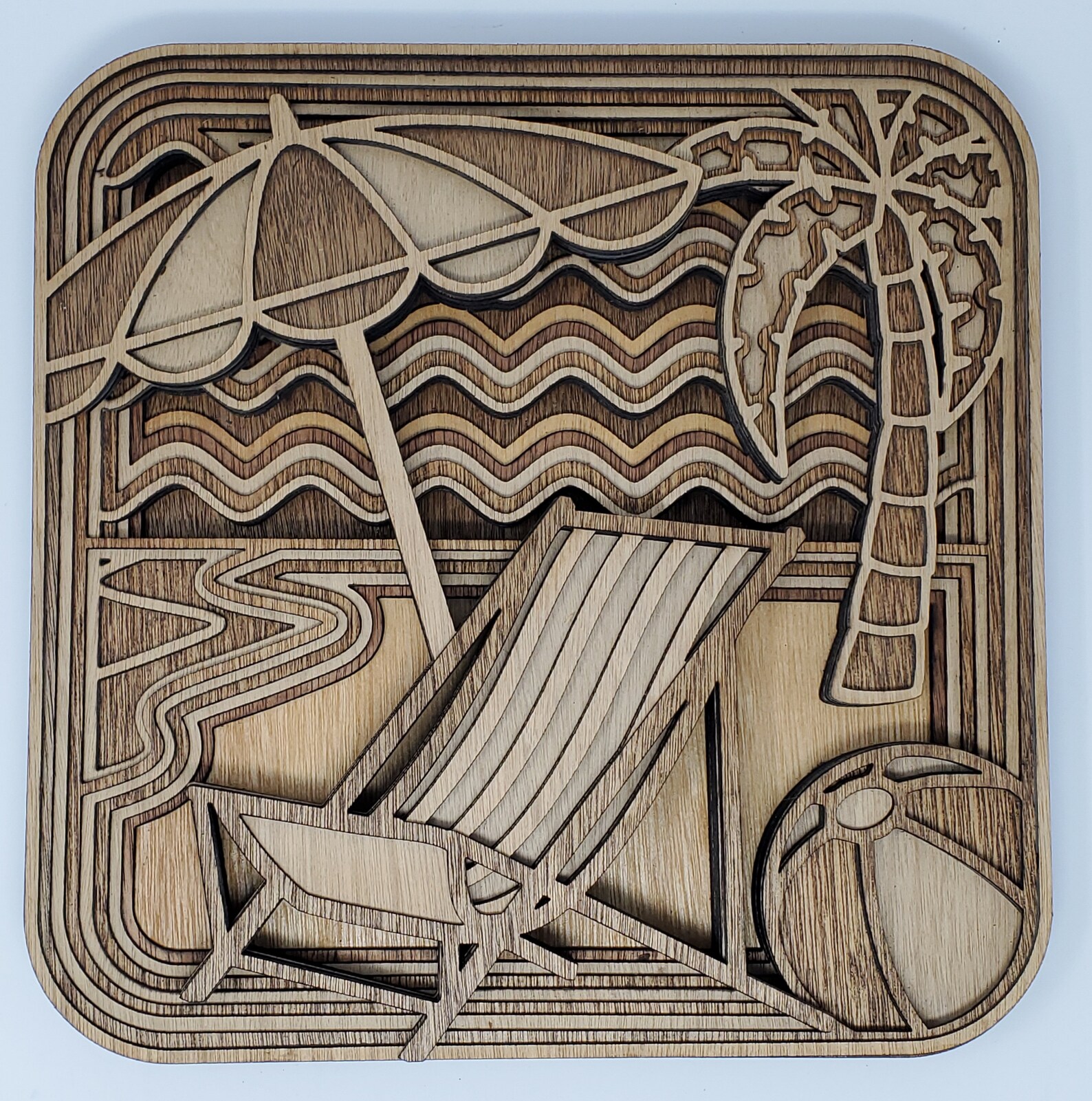 Beach Scene Wood Multi-layered Design 3D Layered Art Wall - Etsy