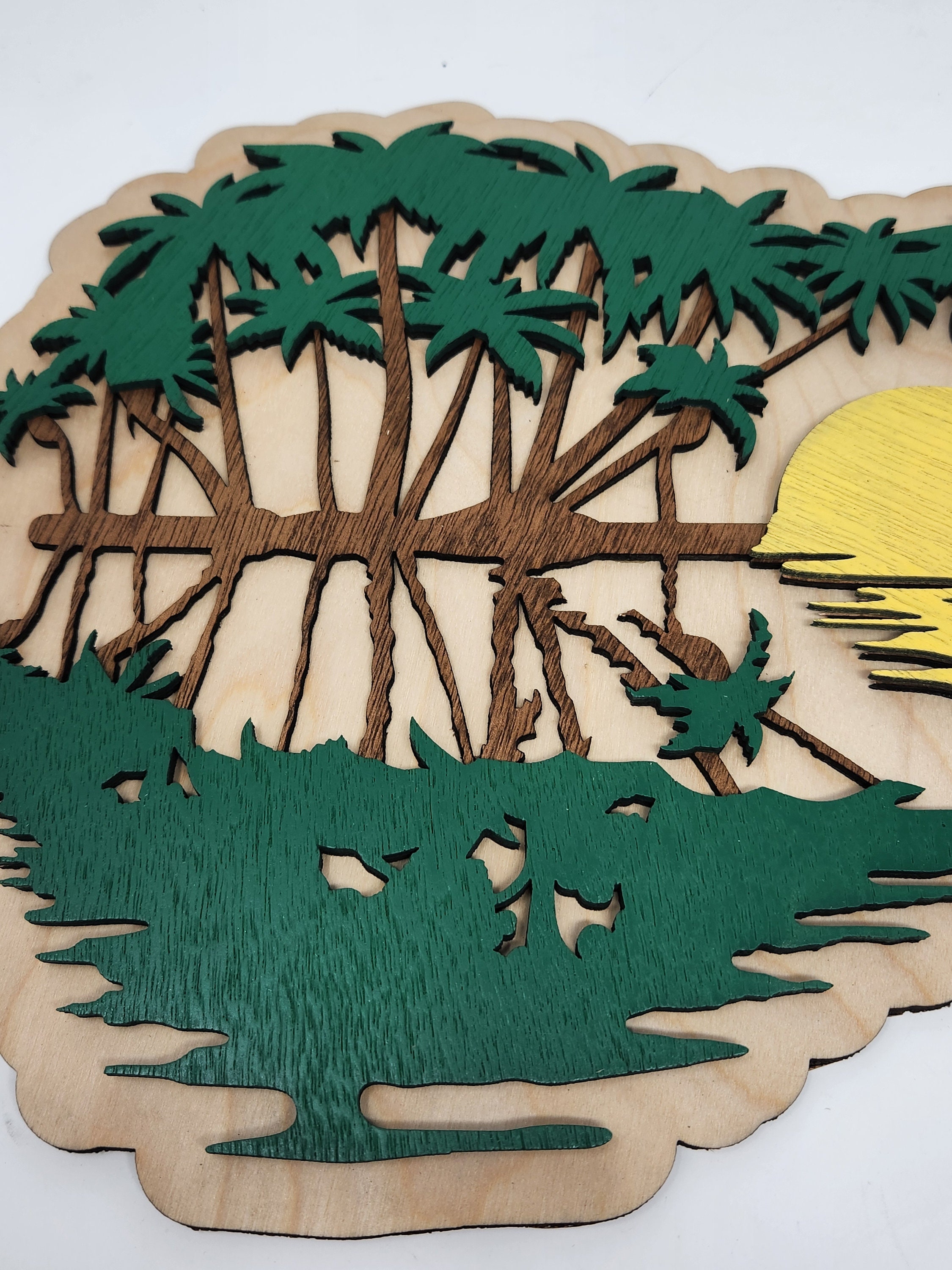 Guitar in the Palm Trees, Laser Cut, Wooden Multi Layered Guitar and ...