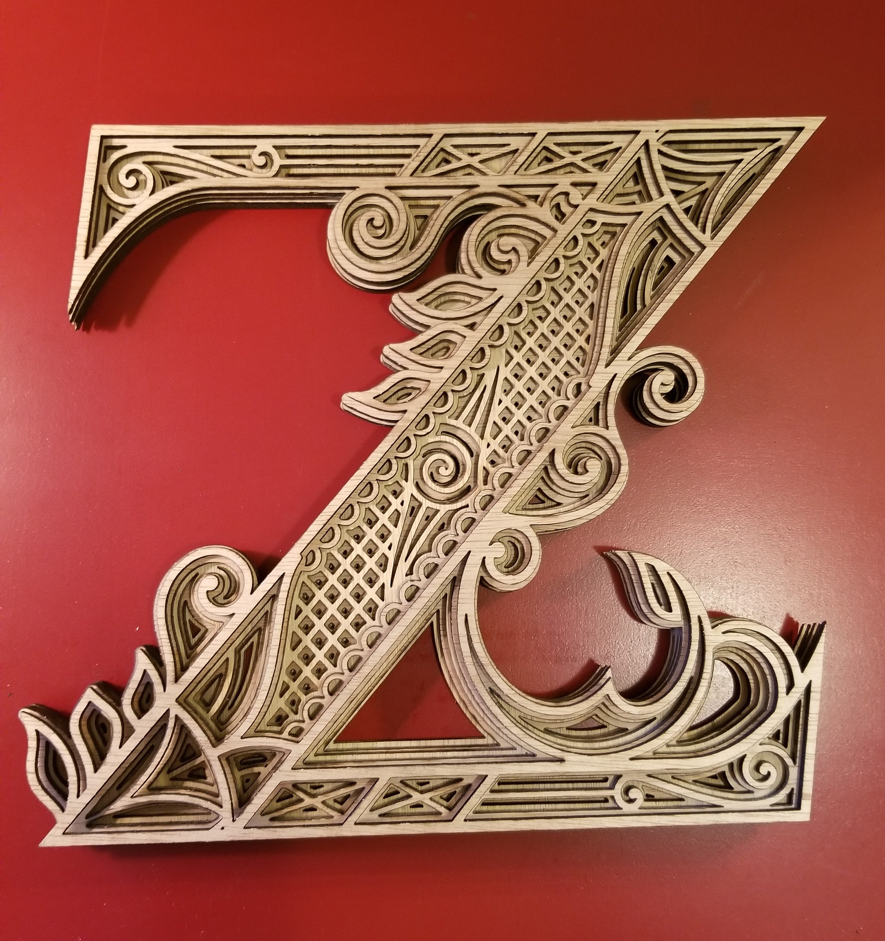 Letter Z Wood Multi-layered Monogram 3D Layered Art | Etsy
