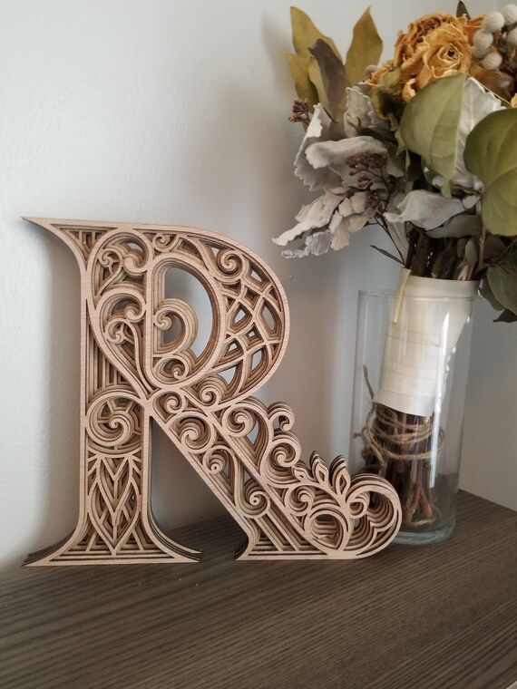 Letter R Wood Multi-layered Monogram 3D Layered Art | Etsy