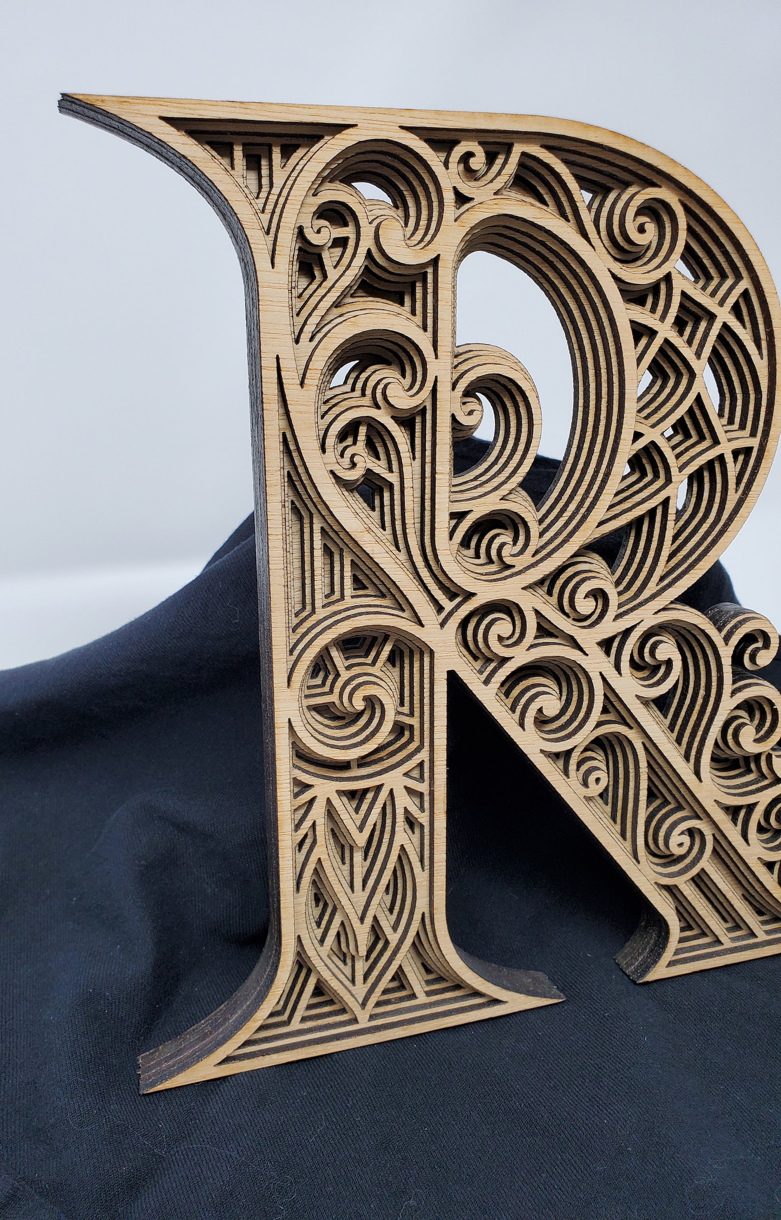 Letter R - Wood Multi-layered Monogram, 3D Layered Art Letters, Wall ...