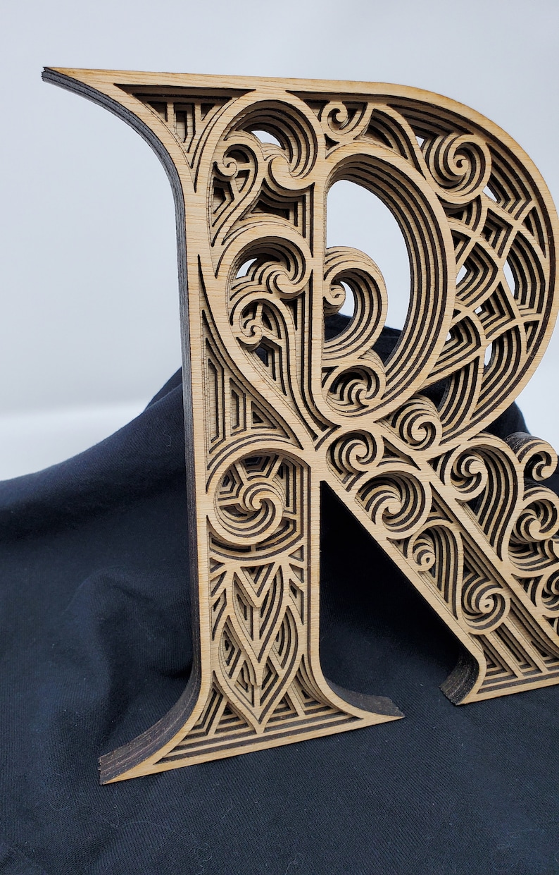 Letter R - Wood Multi-layered Monogram, 3D Layered Art Letters, Wall ...