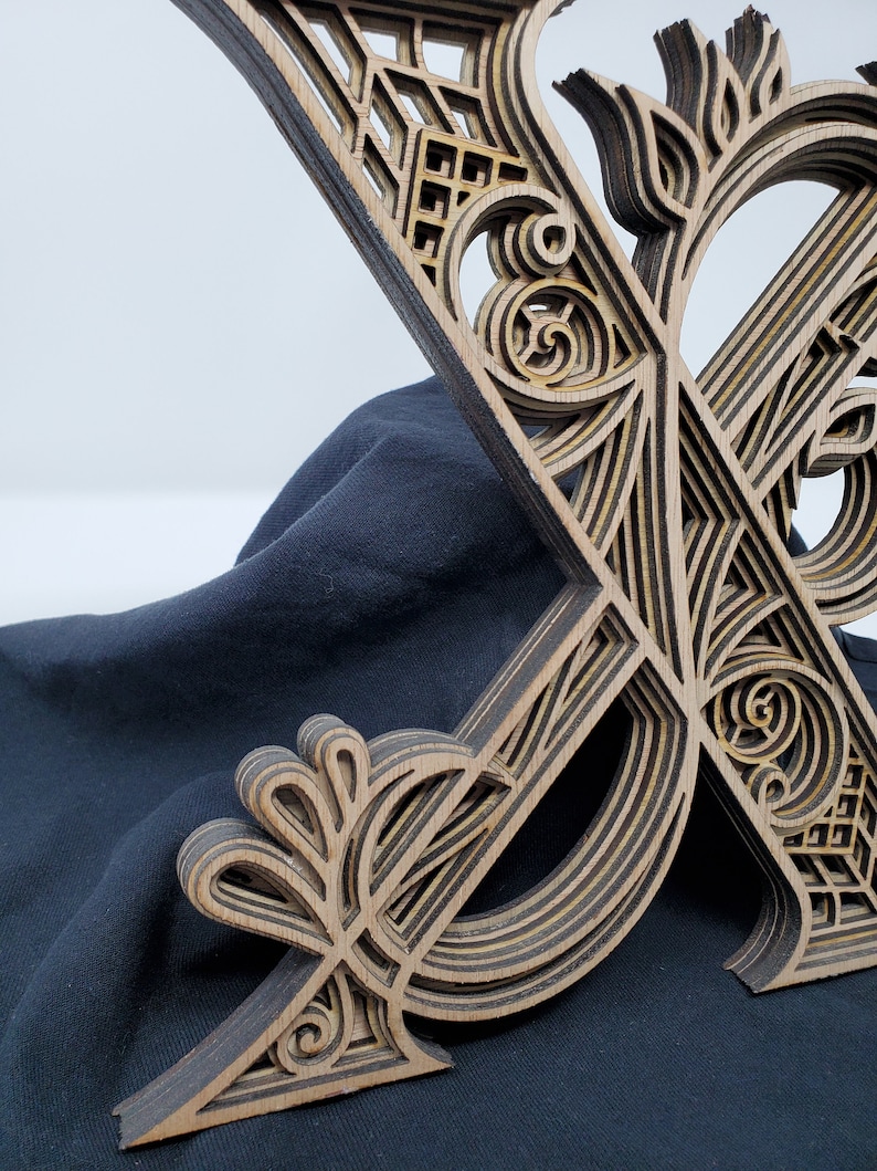 Letter X - Wood Multi-layered Monogram, 3D Layered Art Letters, Wall ...