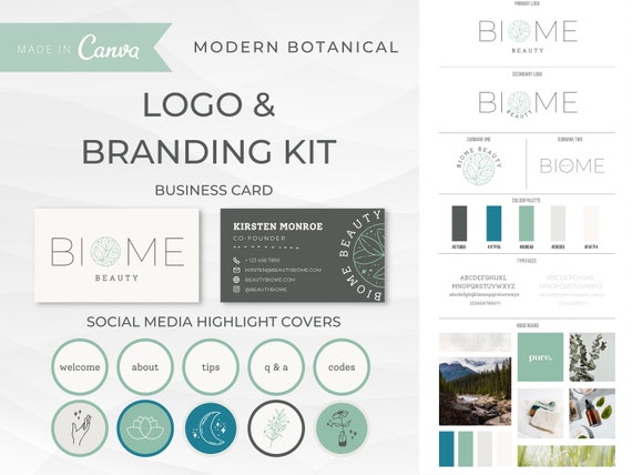 Logo Brand Board Business Cards Social Media Kit Canva Brand Kit Modern ...