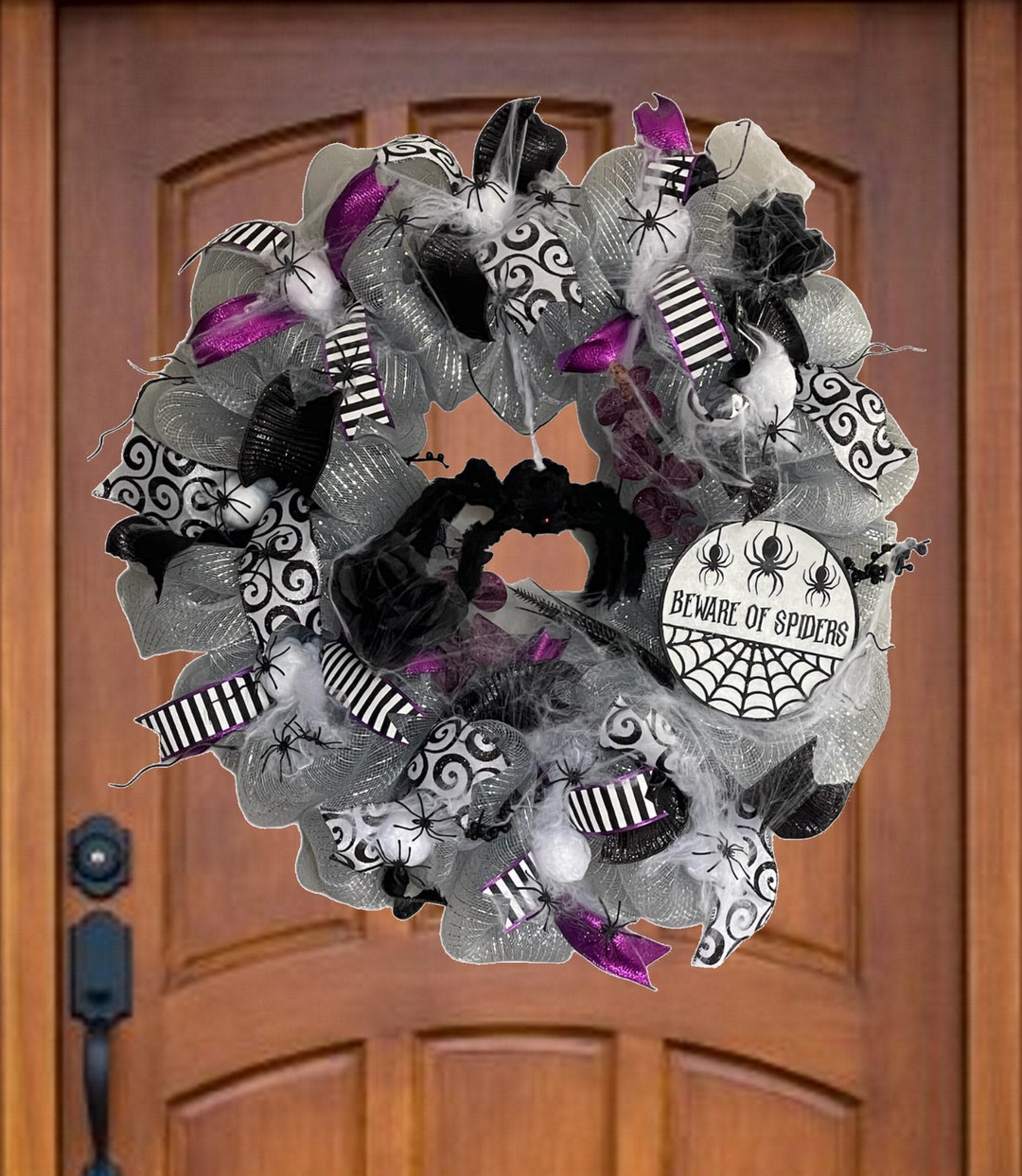 Beware of Spiders Wreath, Creepy Spiders, Crawling Spiders on the Front ...