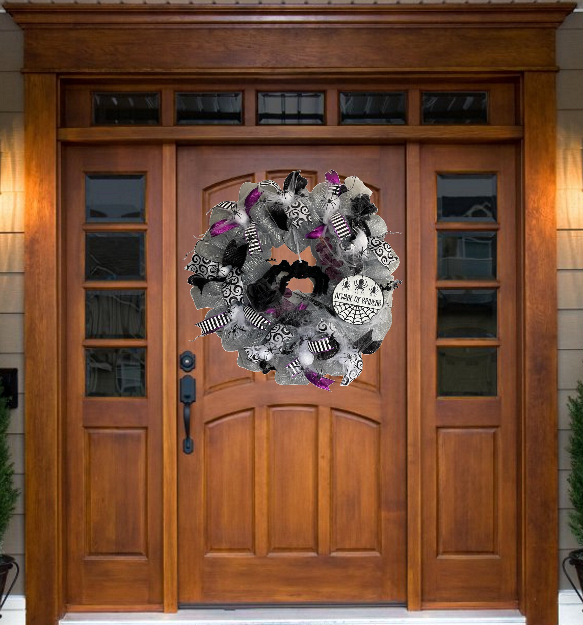 Beware of Spiders Wreath, Creepy Spiders, Crawling Spiders on the Front ...