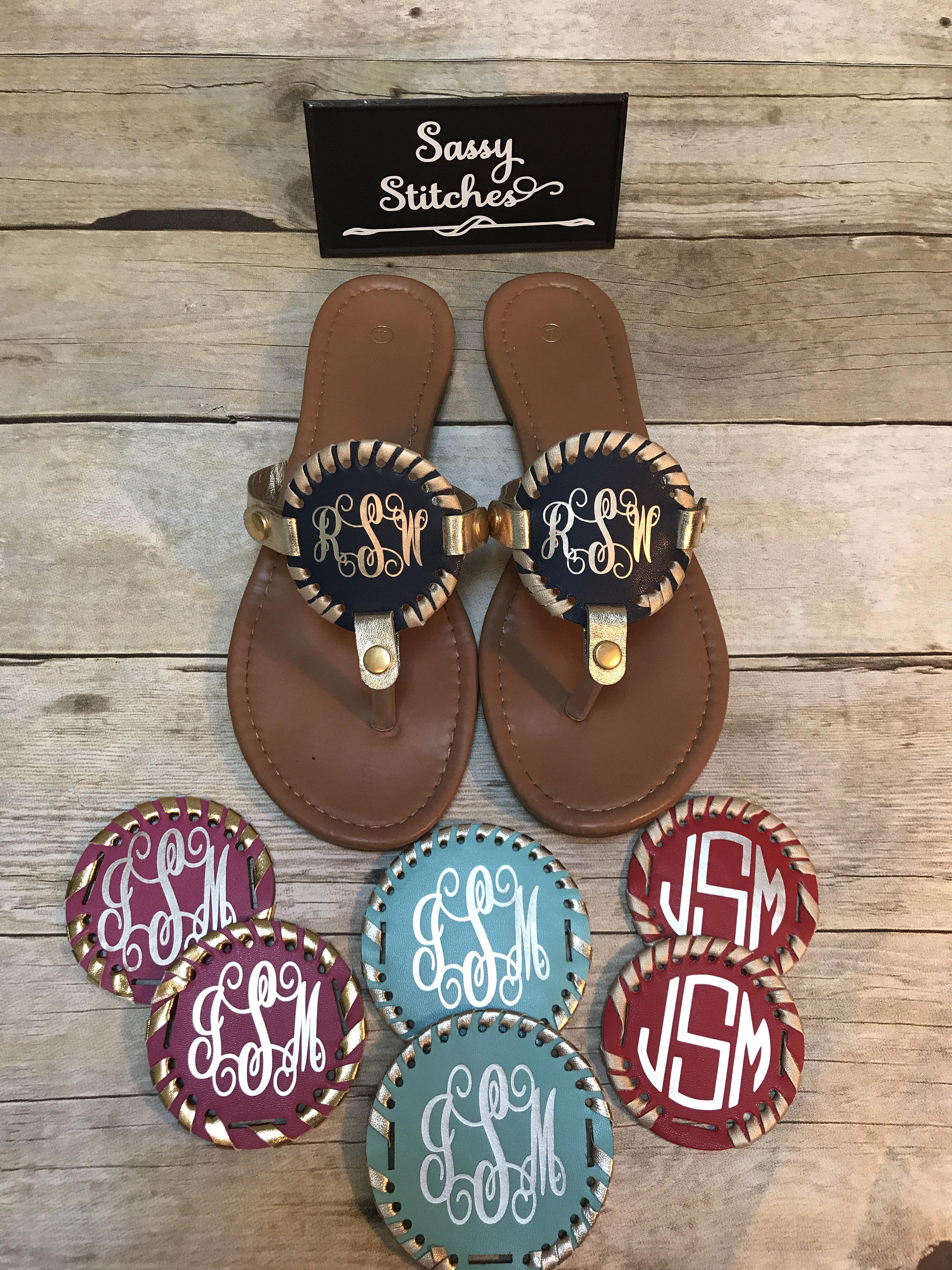 Monogram Disc Sandals Personalize Sandals Personalize Disc - Etsy