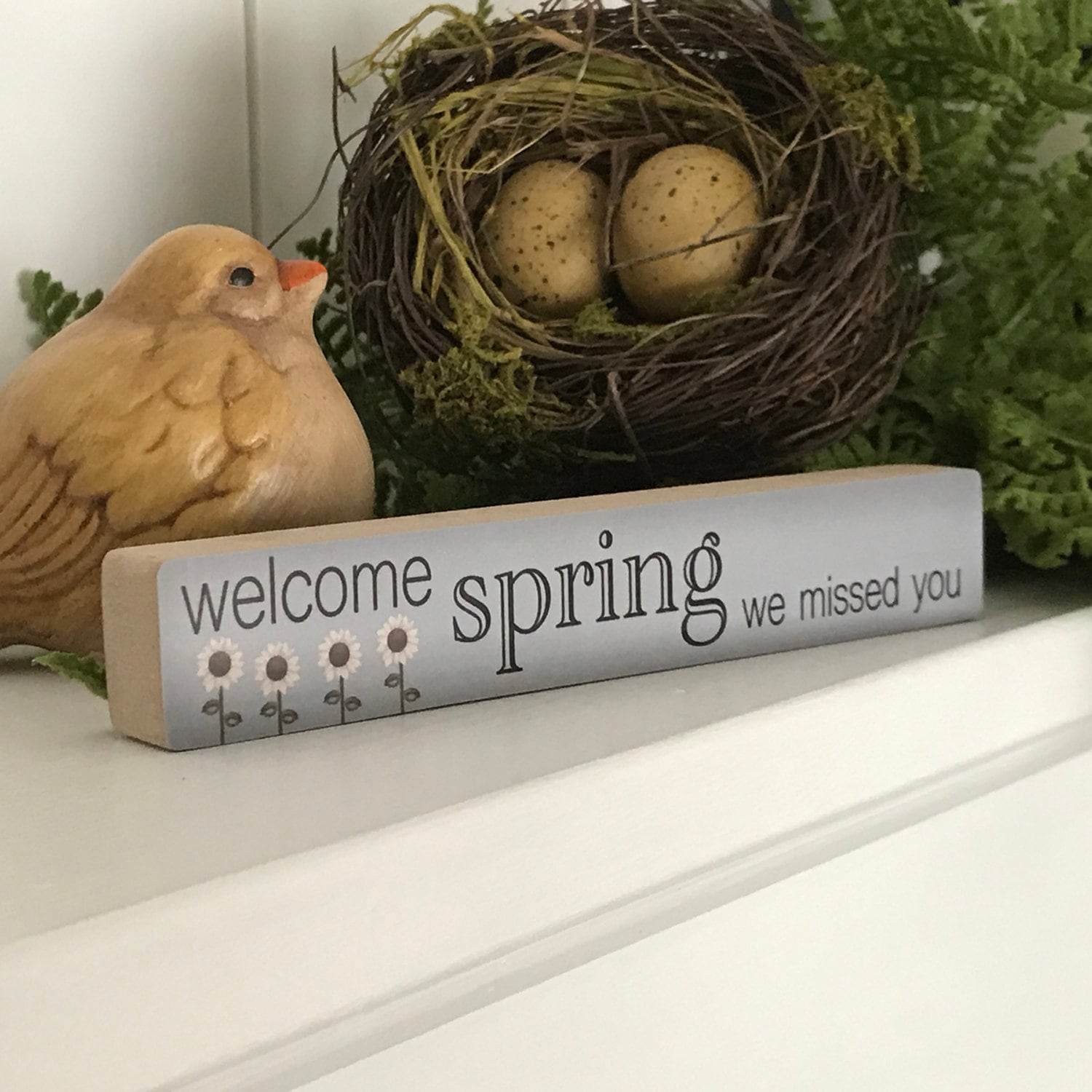 Welcome Spring Sign Welcome Spring Block Spring Decor | Etsy