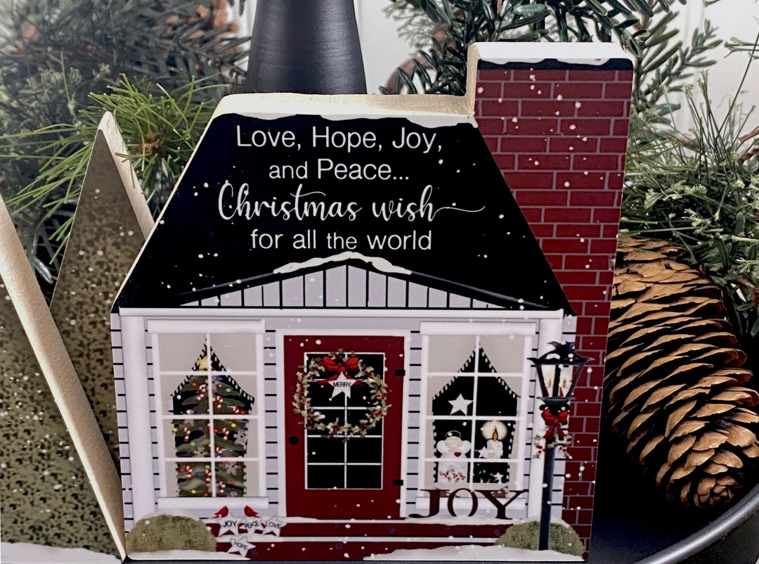 Christmas Mini House Decor, Joy and Peace Wish - Etsy