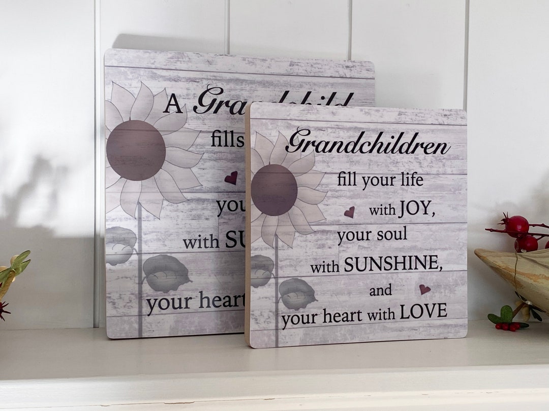 Grandchildren Block, Grandchildren Sign, Grandchildren Decor, 4" or 6 ...