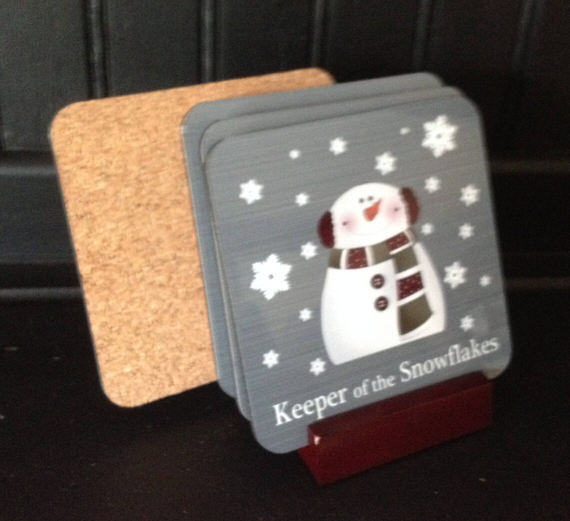 Snowman Coaster Set, Winter Holiday Bar Decor, Pat Isaac Design - Etsy