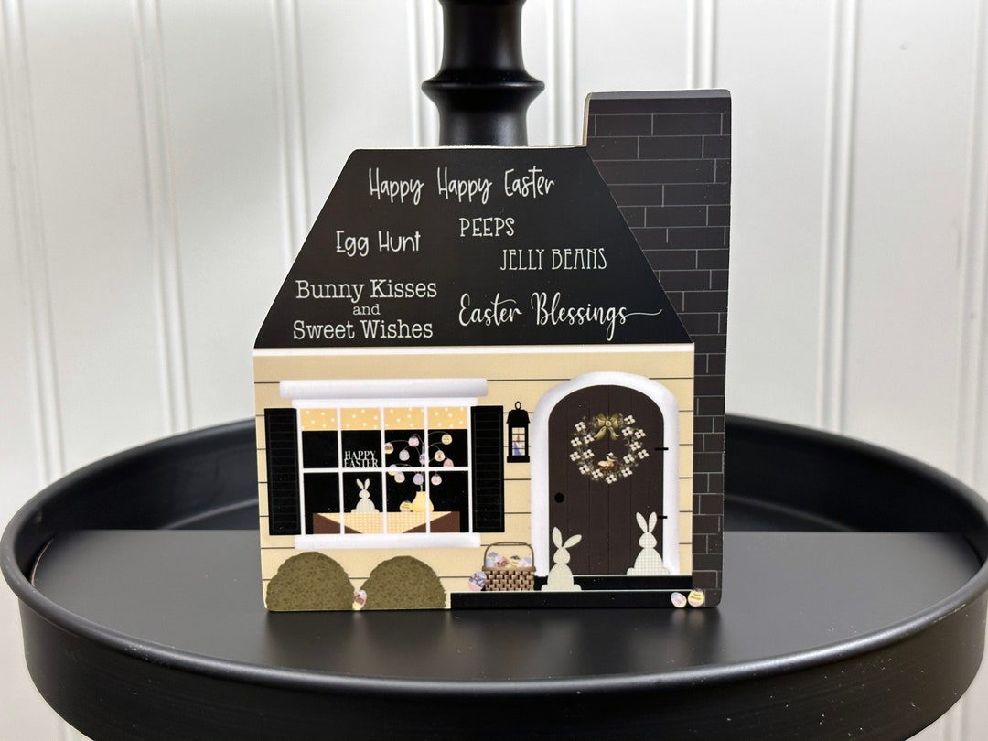 Mini House, Yellow Easter House, Easter House Block, Tier Tray Decor ...