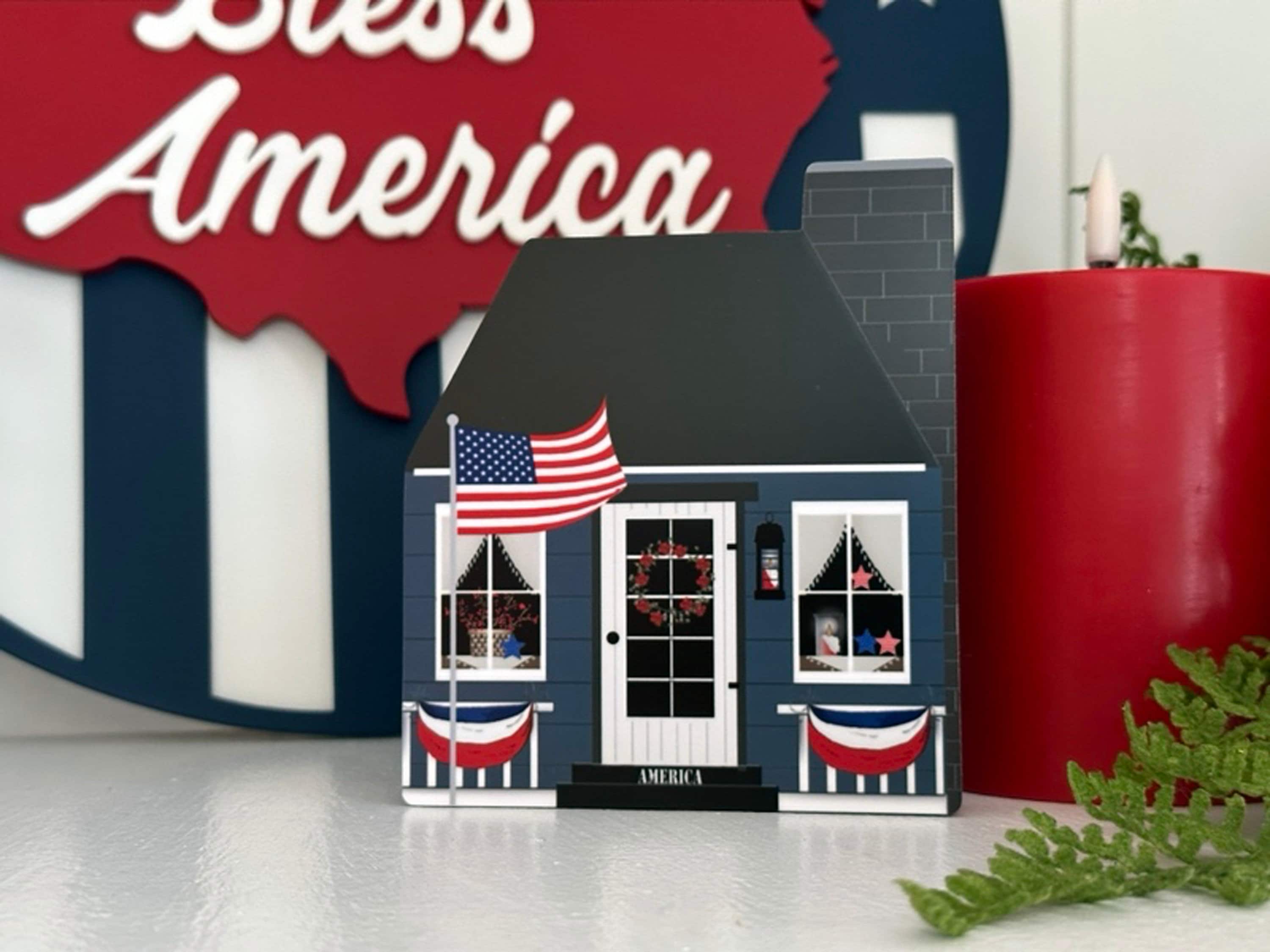 Patriotic Mini House Shelf Sitter, America Decor, Upscale Farmhouse - Etsy