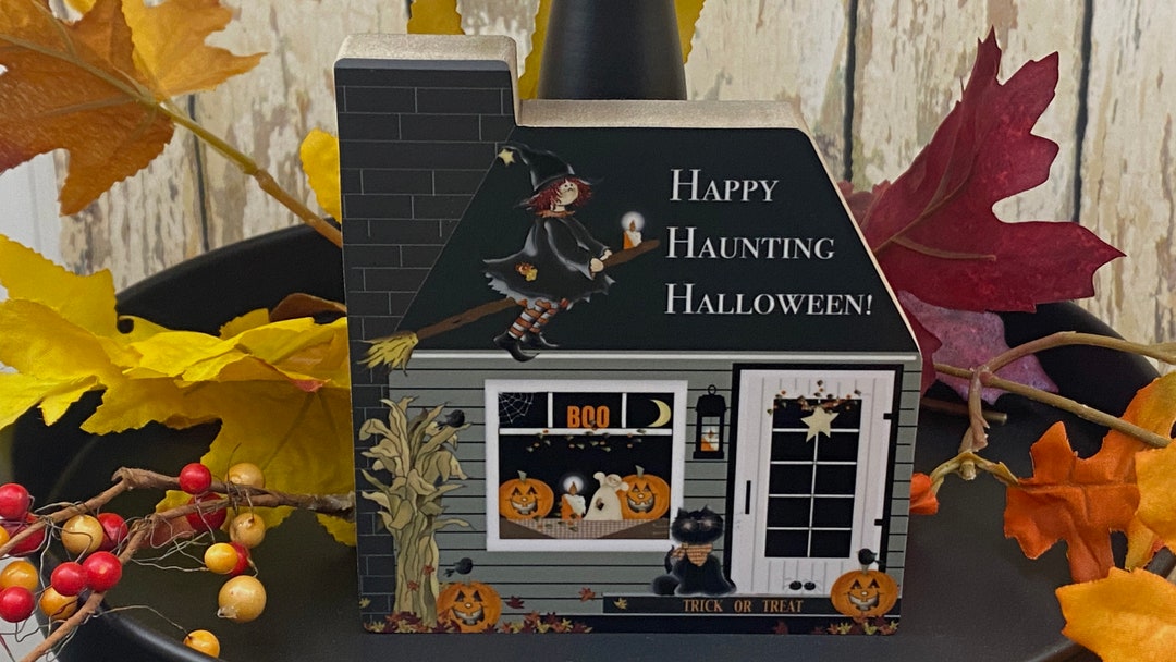 Mini House Block, Halloween House, Happy Haunting Halloween, Jack O ...