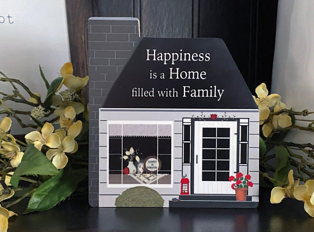 4.75 or 6 Inch Gray House, Happiness is a Home Filled With Family ...