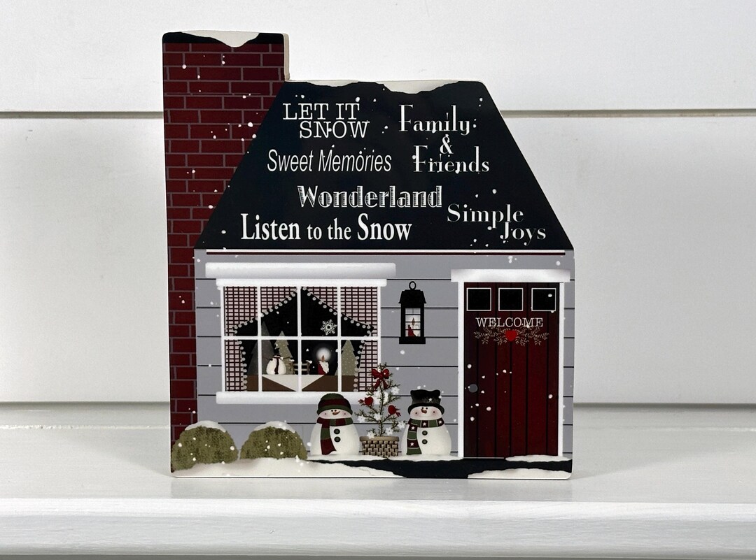 Winter Mini House, Let It Snow House, Winter House Block, House Shelf ...