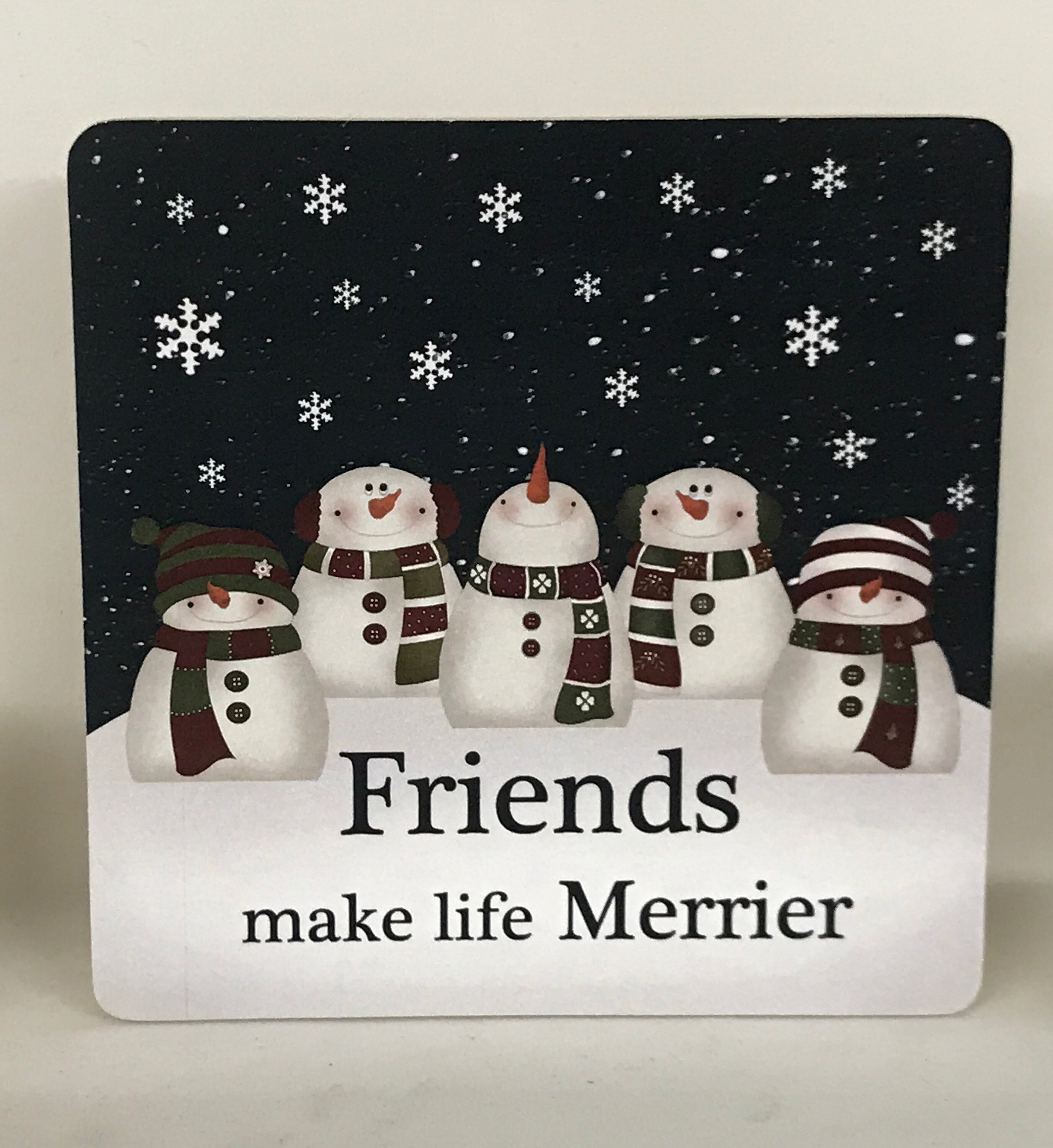 Snowmen Friends MDF Block Sign, Winter Decor, Pat Isaac - Etsy