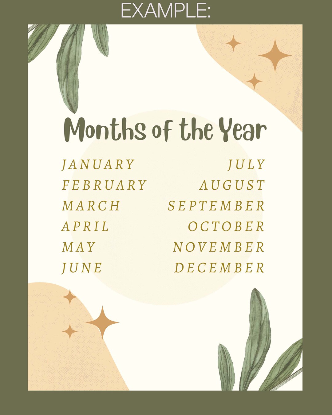 Boho Themed Homeschool Months of the Year Print - Etsy