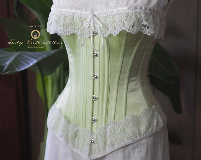 Historical Cotton Corset Edwardian Overbust Corset Steelbone Custom