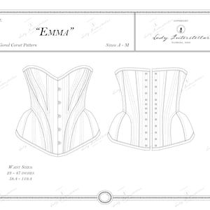 1906 Edwardian Corset PDF PATTERN "emma" - Waist: 23-47 Inch (58.4 ...