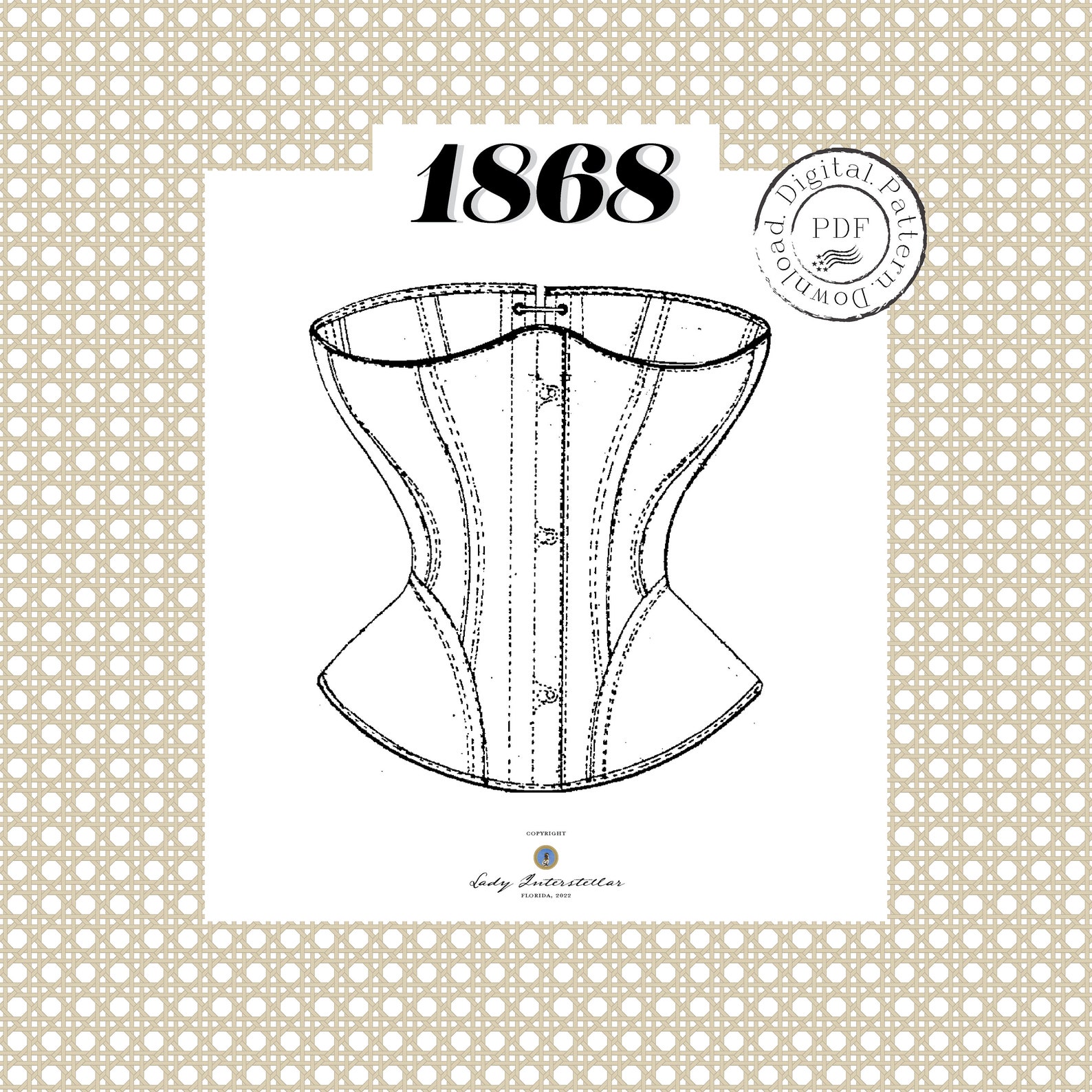 1868 Corset PDF PATTERN - Digital Reproduction L.H. Foy Patent Waist 23 ...