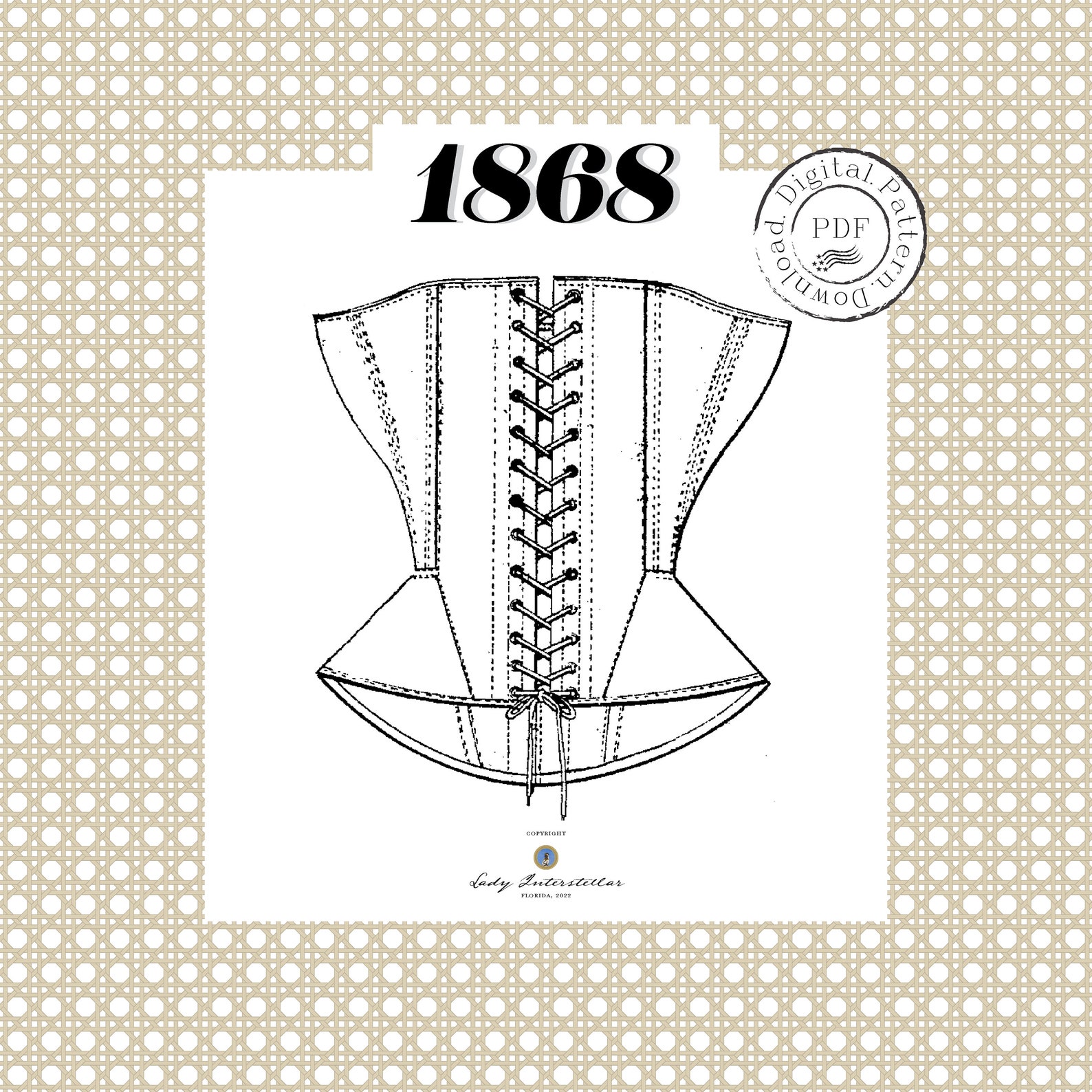 1868 Corset PDF PATTERN - Digital Reproduction L.H. Foy Patent Waist 23 ...
