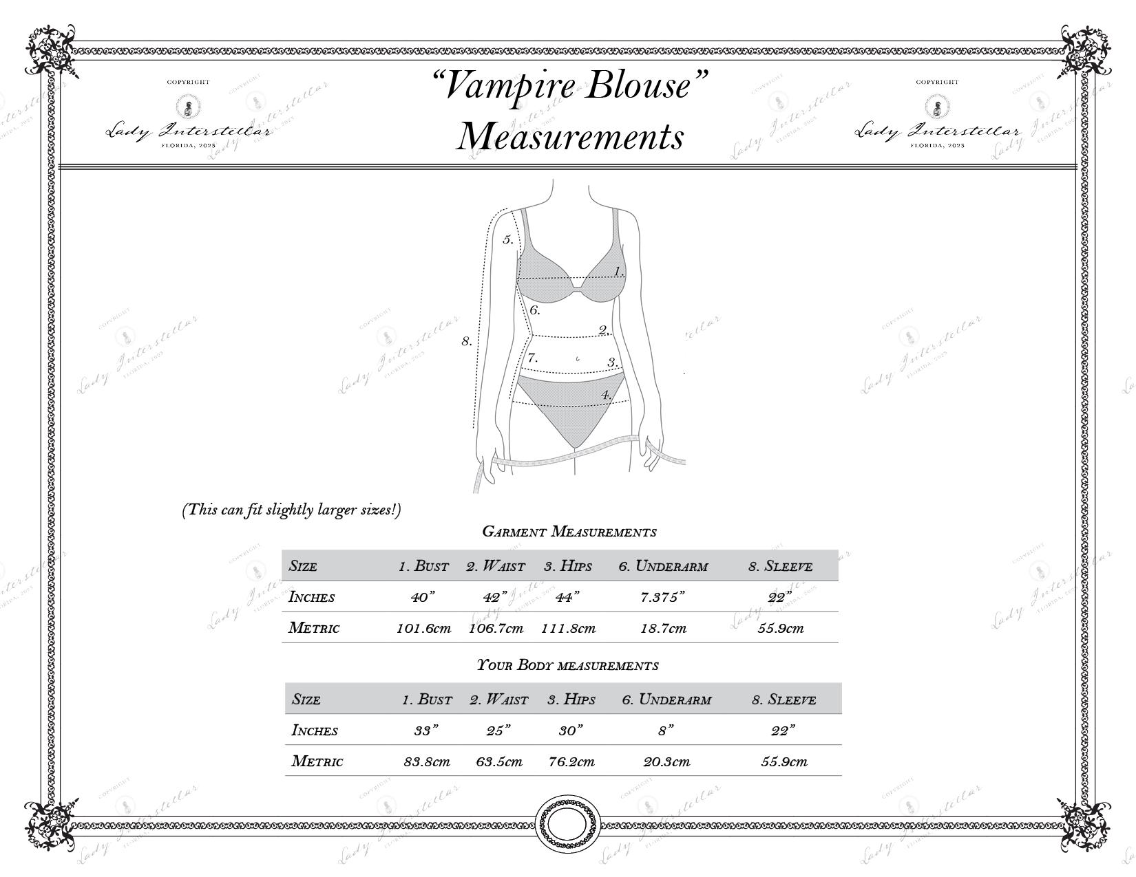1890s Vampire Blouse PDF Pattern-fits Bust: 33" (81.3 Cm) - 38" (96.5cm ...