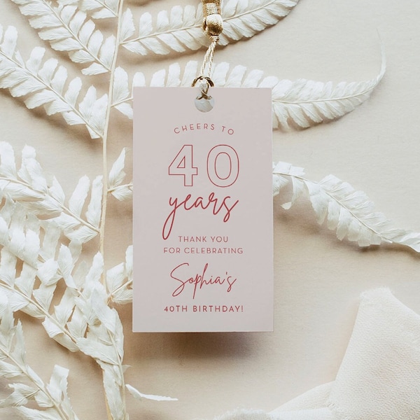 40th Birthday Favor Tag Svg - Etsy