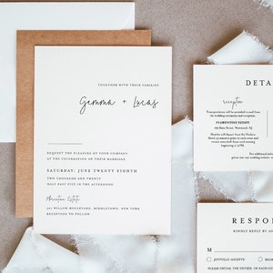 Modern Wedding Invitation Set, Simple, Minimalist, Clean Wedding Invite ...