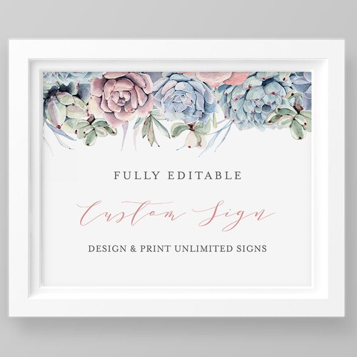 Succulent Wedding Sign Template INSTANT DOWNLOAD | Etsy