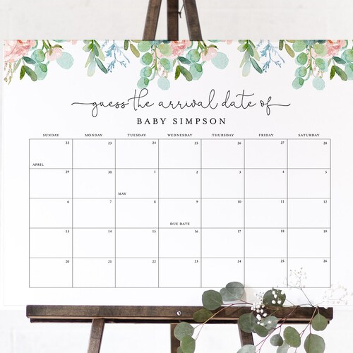 Guess the Birthday Baby Shower Game Baby Due Date Sign Baby - Etsy