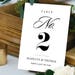 Table Number Card Template, Printable Wedding Table Number, DIY ...