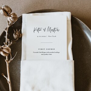 Minimalist Menu Template, Printable Modern Simple Wedding Dinner Menu ...