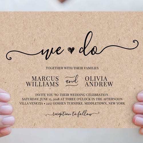 We Do Wedding Invitation Template Printable Heart Wedding - Etsy