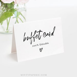 Minimalist Buffet Card Template, Food Label, Modern Wedding Buffet ...
