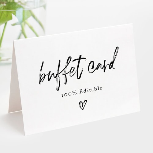 Minimalist Buffet Card Template Food Label Modern Wedding - Etsy