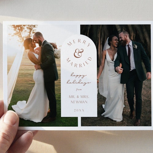 Newlywed Christmas Photo Card Template Married Christmas - Etsy