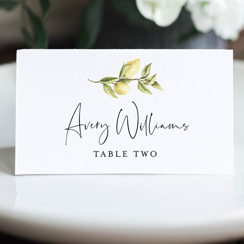 Lemon Place Card Template Printable Citrus Summer Wedding | Etsy