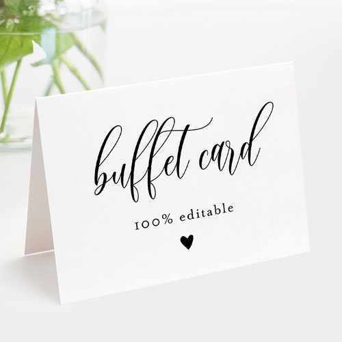 Minimalist Buffet Card Template Food Label Modern Wedding - Etsy