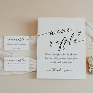 Wine Raffle Game, Minimalist Bridal Shower Game, Bring Bottle of Wine ...