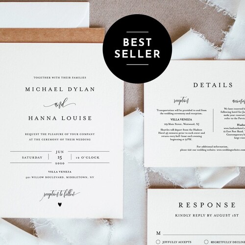 Editable Wedding Invitation Set Template INSTANT DOWNLOAD | Etsy