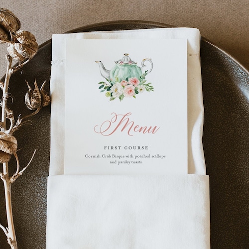 Editable Menu Bridal Tea Editable Party Menu Printable Menu - Etsy