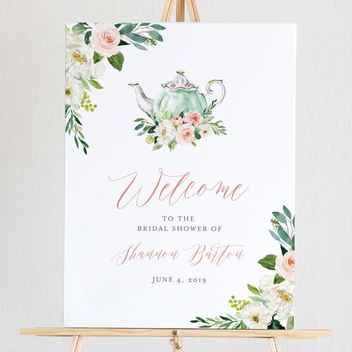 Tea Party Bridal Shower Sign/welcome Tea Party Sign - Etsy