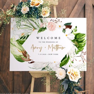 Tropical Welcome Sign Template, Bridal Shower, Instant Download, 100% ...